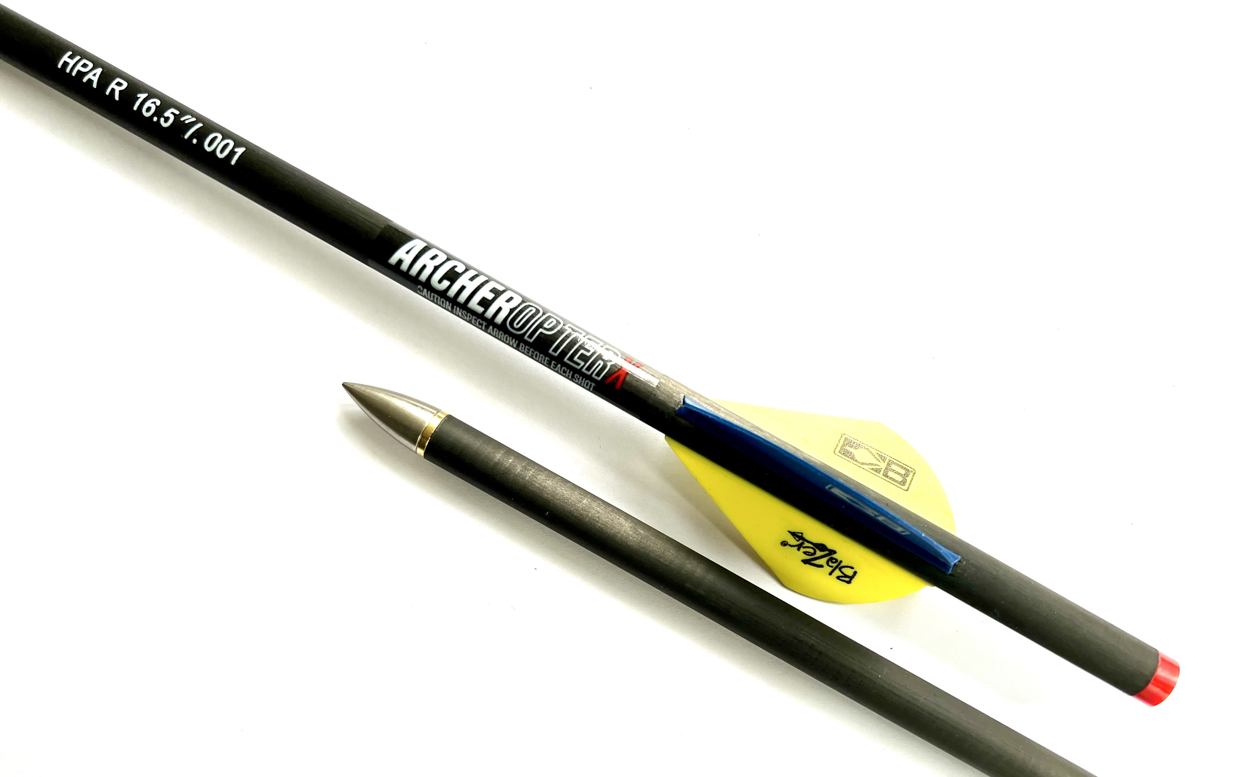 16.5" ArcherOpterX R, 2" Blazer Vanes, .001, Brass Insert, Flat Nock