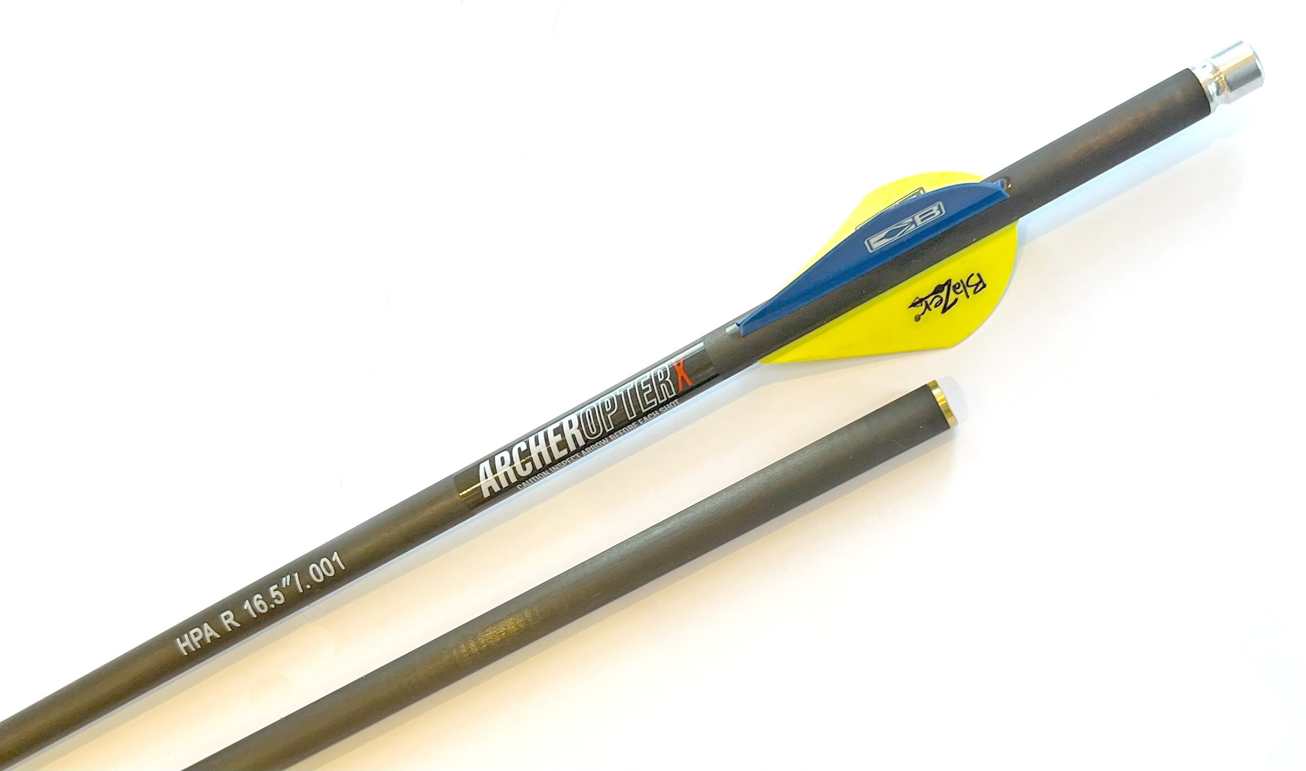 16.5" ArcherOpterX R, 2" Blazer Vanes, .001, Brass Insert, Rhino Nock
