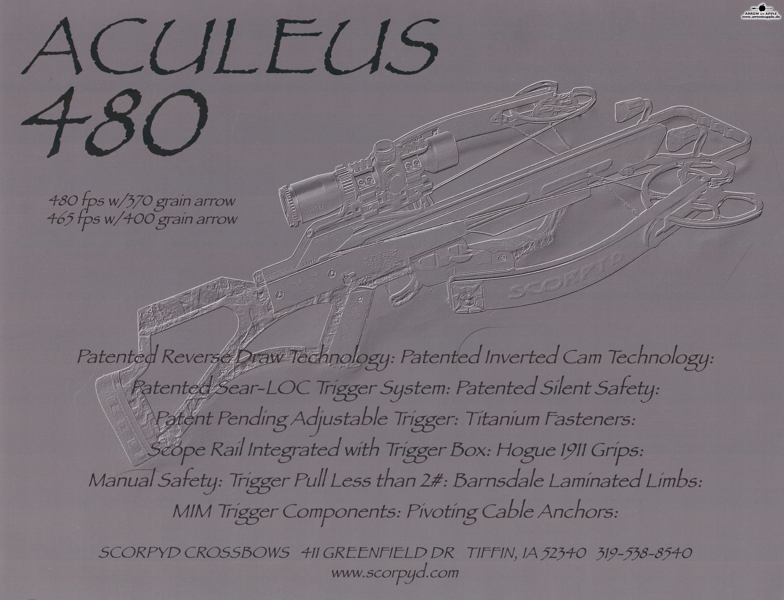 Scorpyd ACULEUS 480 Black Soft Touch - ARROW IN APPLE